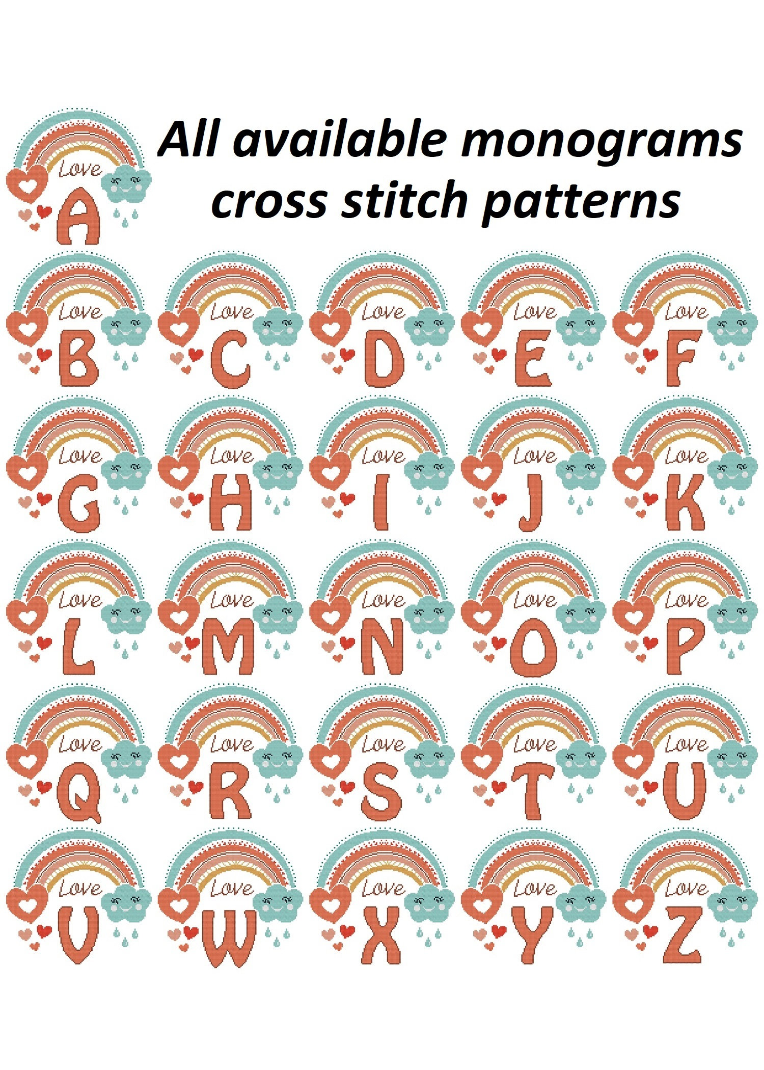 Letter L Modern Cross Stitch Pattern PDF, Monogram Baby Counted Cross ...
