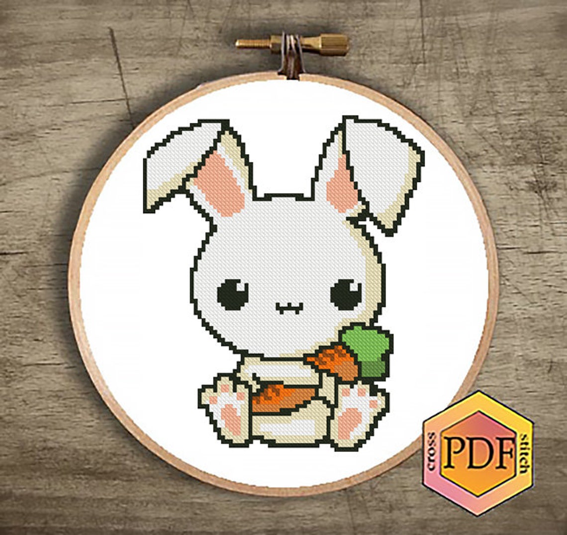 Rabbit Modern Cross Stitch Pattern PDF Cute Animal Counted - Etsy