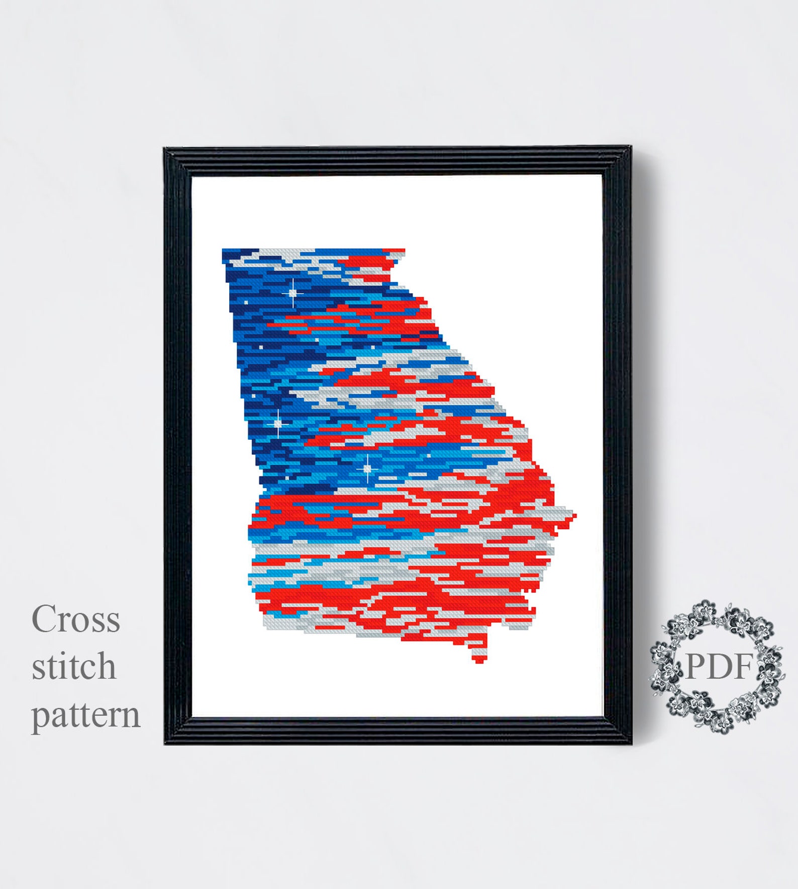 Georgia State Map Modern Cross Stitch Pattern PDF American - Etsy