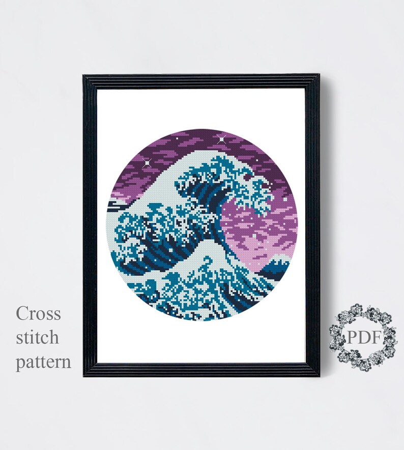 Waves Modern Cross Stitch Pattern PDF Sea Landscape Counted | Etsy