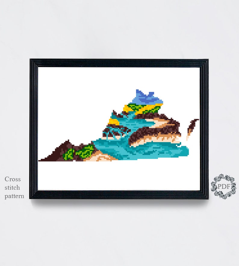 Virginia State Map Modern Cross Stitch Pattern PDF Landscape - Etsy