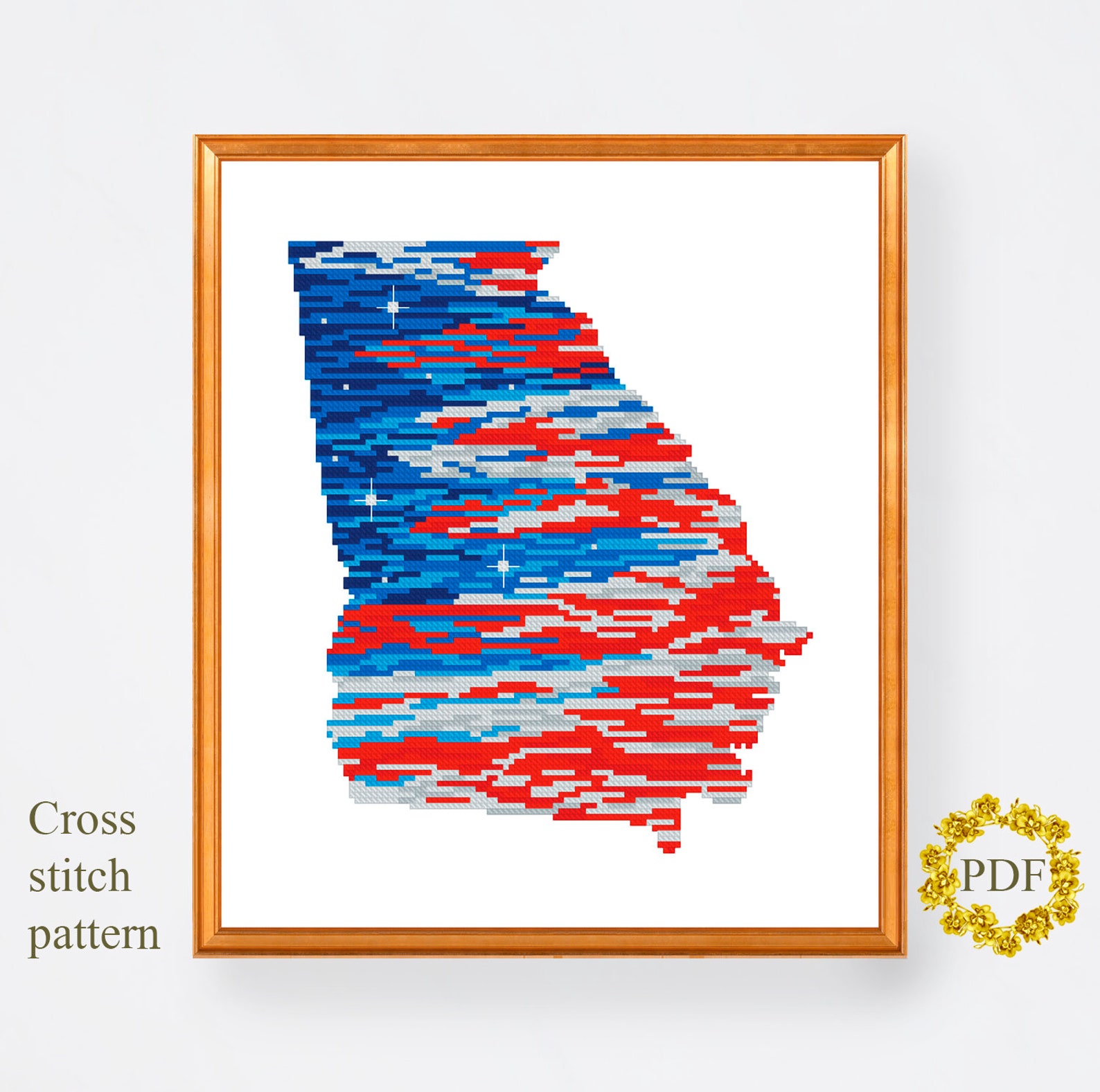 Georgia State Map Modern Cross Stitch Pattern PDF American - Etsy