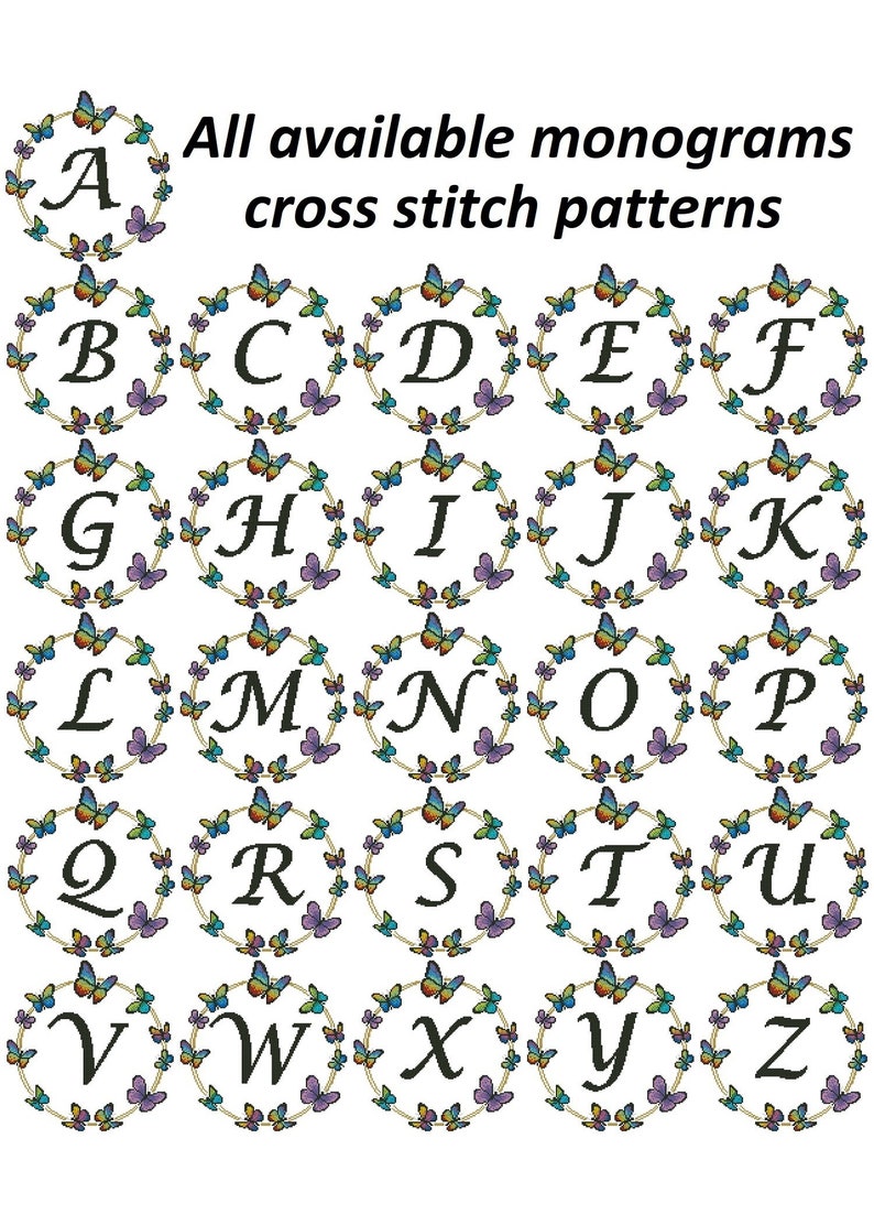 Letter H Modern Cross Stitch Pattern PDF, Monogram Baby Counted Cross ...