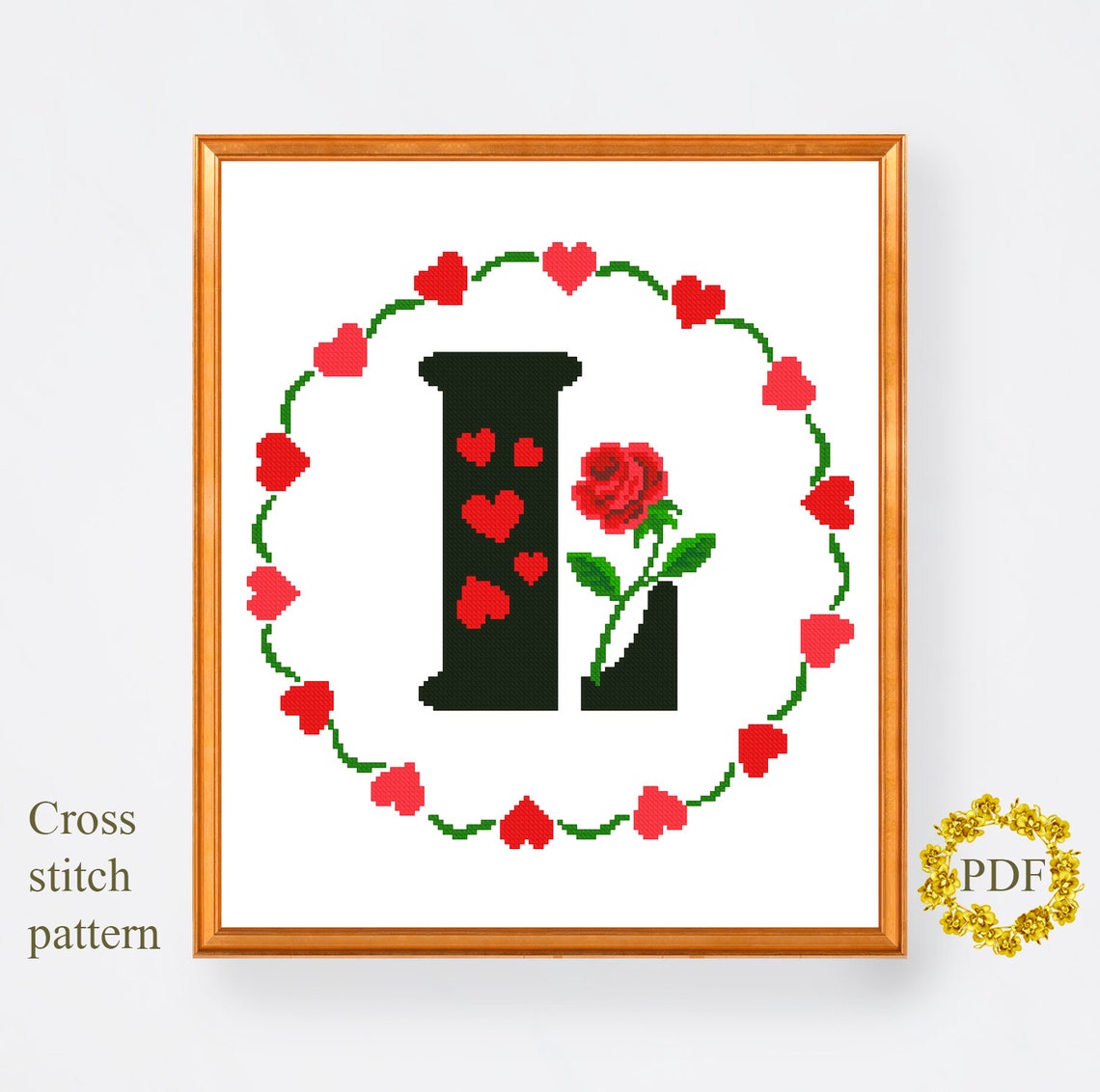 Letter L Modern Cross Stitch Pattern PDF Monogram Floral - Etsy