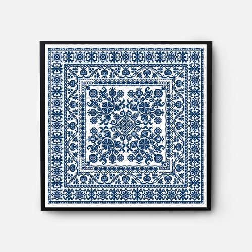 Monochromatic Sampler Cross Stitch Pattern PDF Floral Folk - Etsy