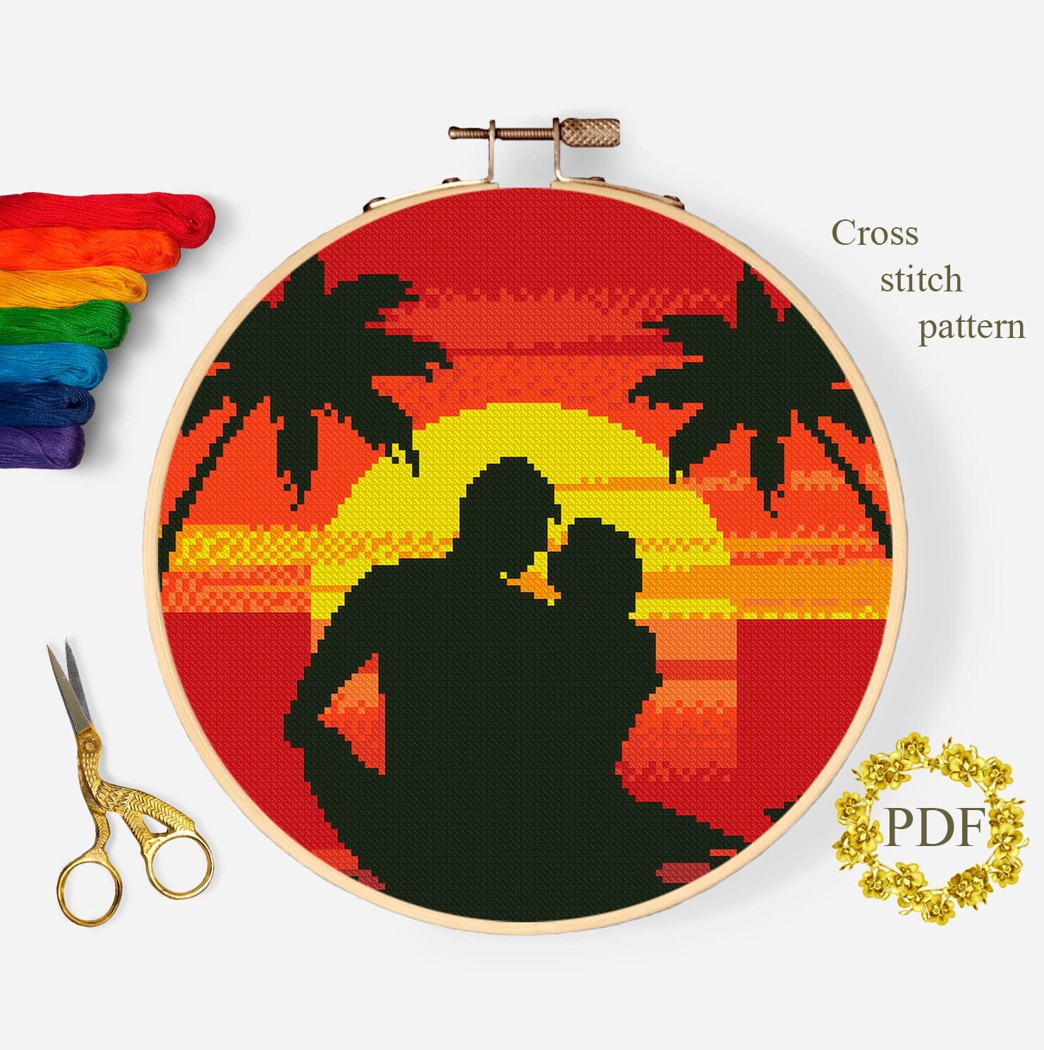 Sea Sunset Modern Cross Stitch Pattern PDF Landscape Counted | Etsy