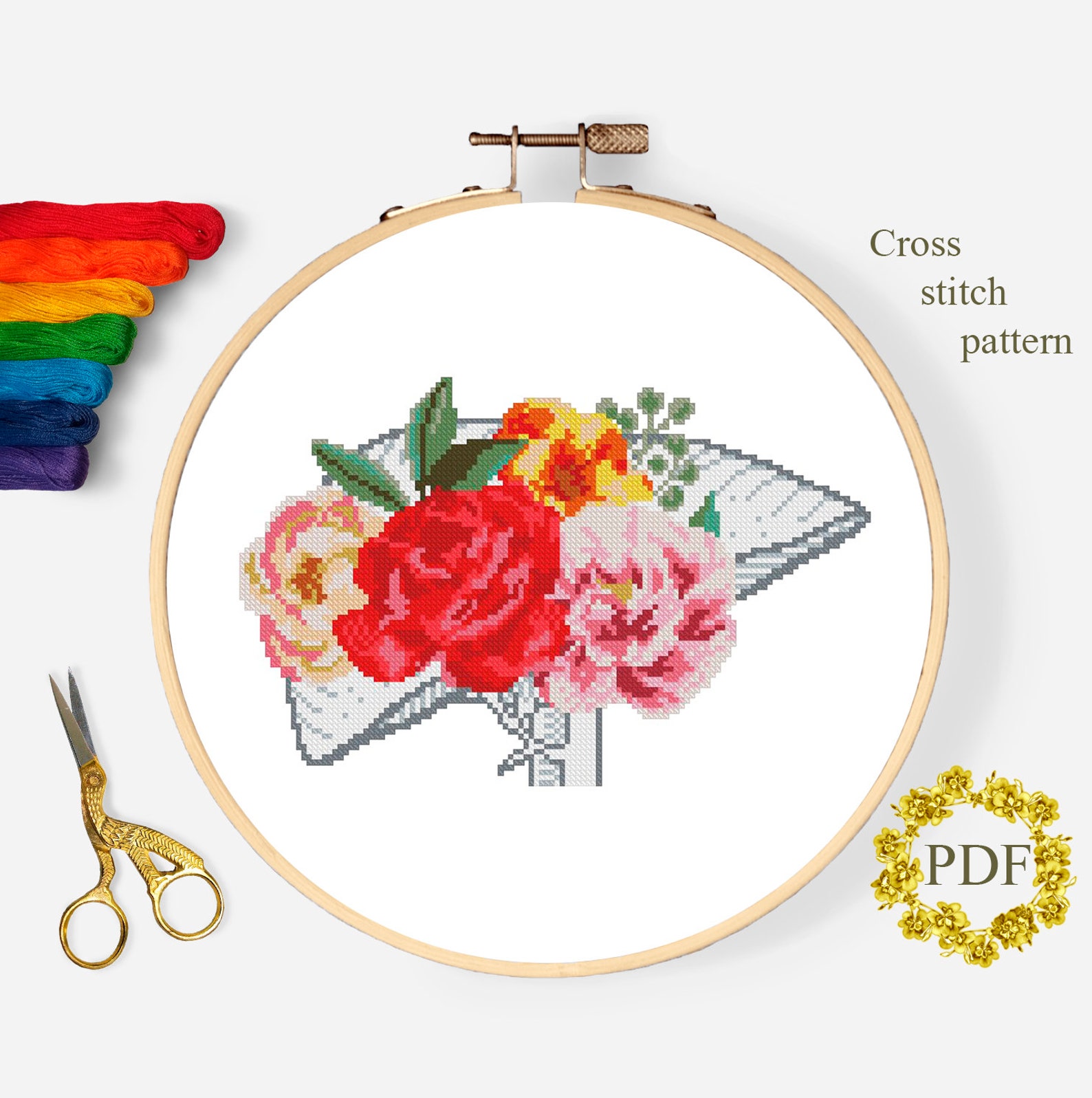 Liver Floral Modern Cross Stitch Pattern PDF, Anatomy Human Counted ...
