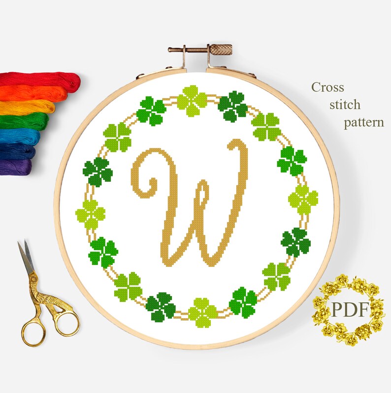 Letter W Modern Cross Stitch Pattern PDF Monogram Counted - Etsy