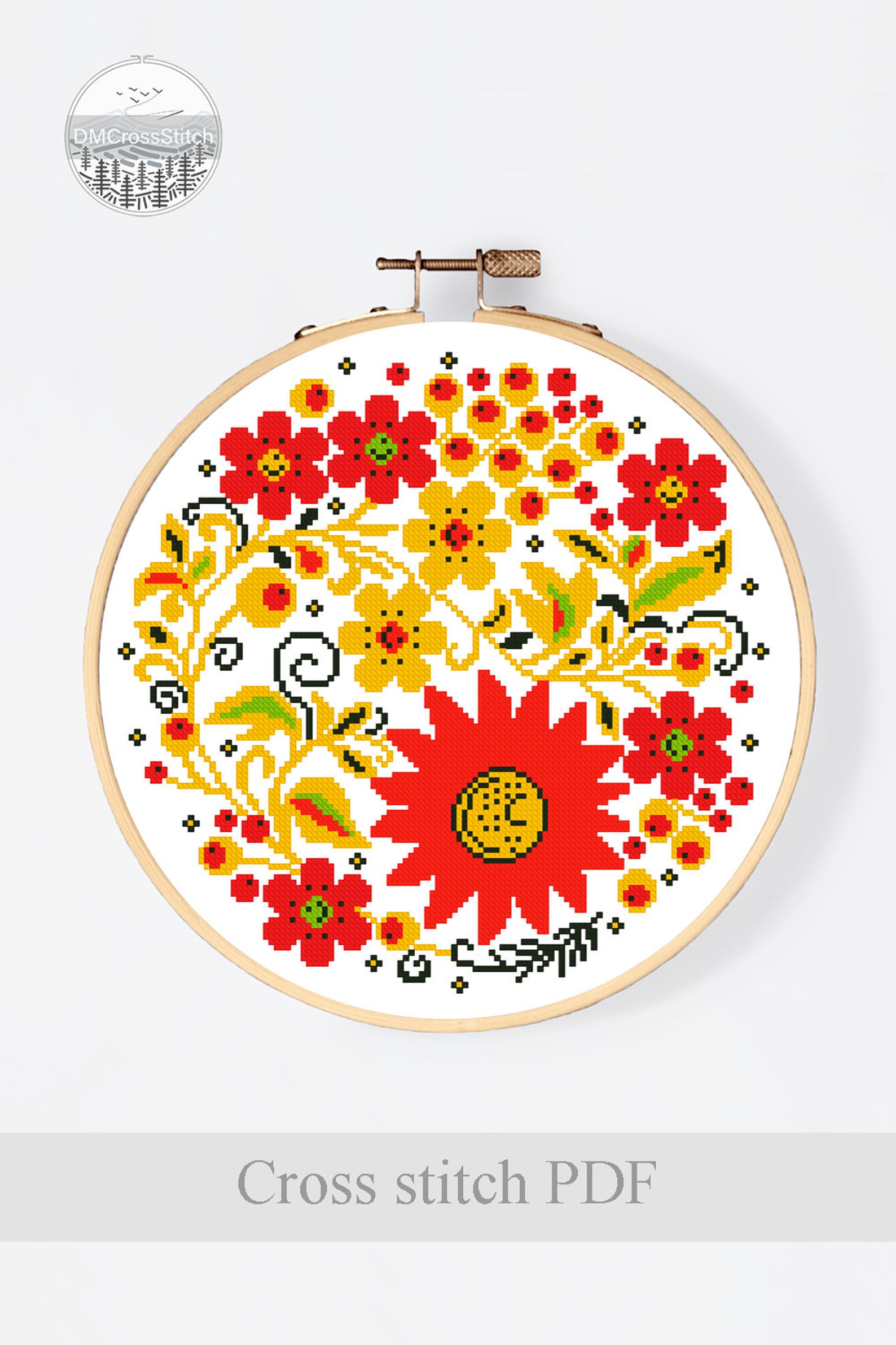 Folk Art Modern Cross Stitch Pattern Flowers Counted Cross | Etsy