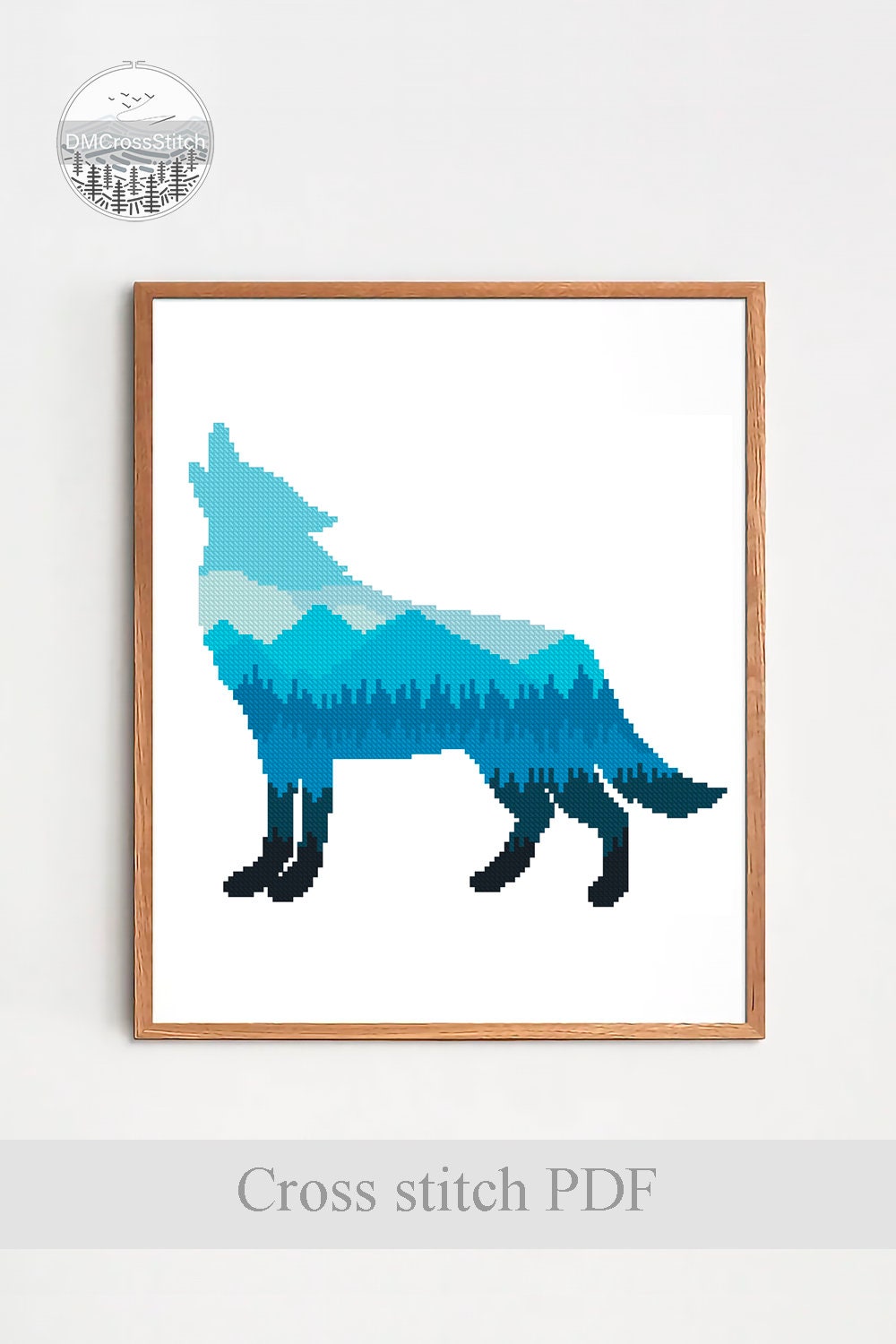 Wolf Silhouette Modern Cross Stitch Pattern PDF Mountain - Etsy