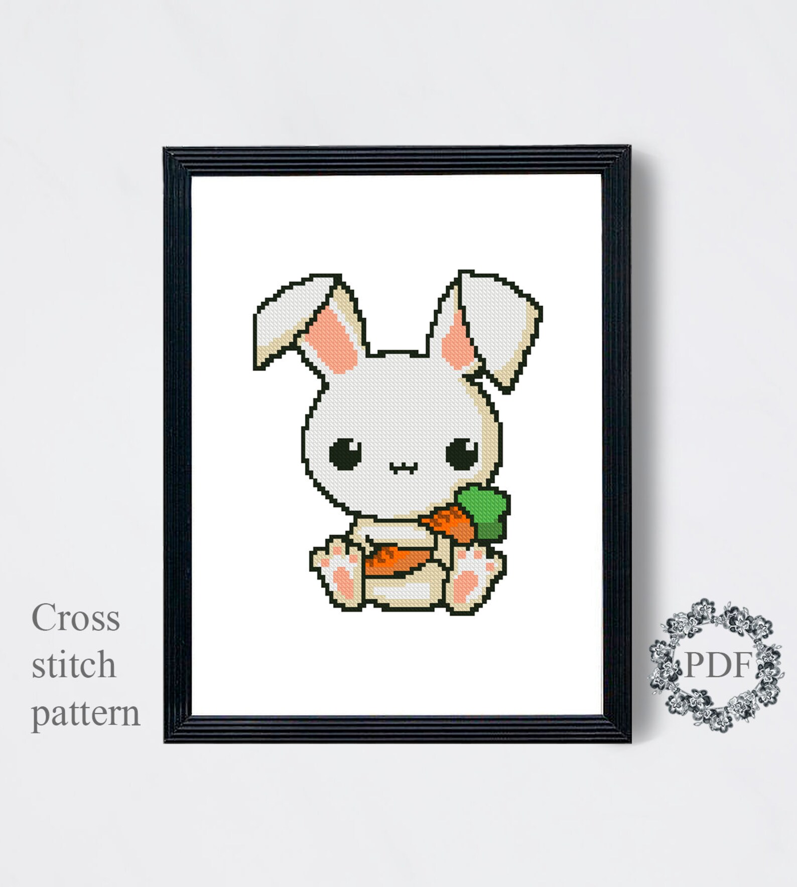 Rabbit Modern Cross Stitch Pattern PDF, Cute Animal Counted Cross ...