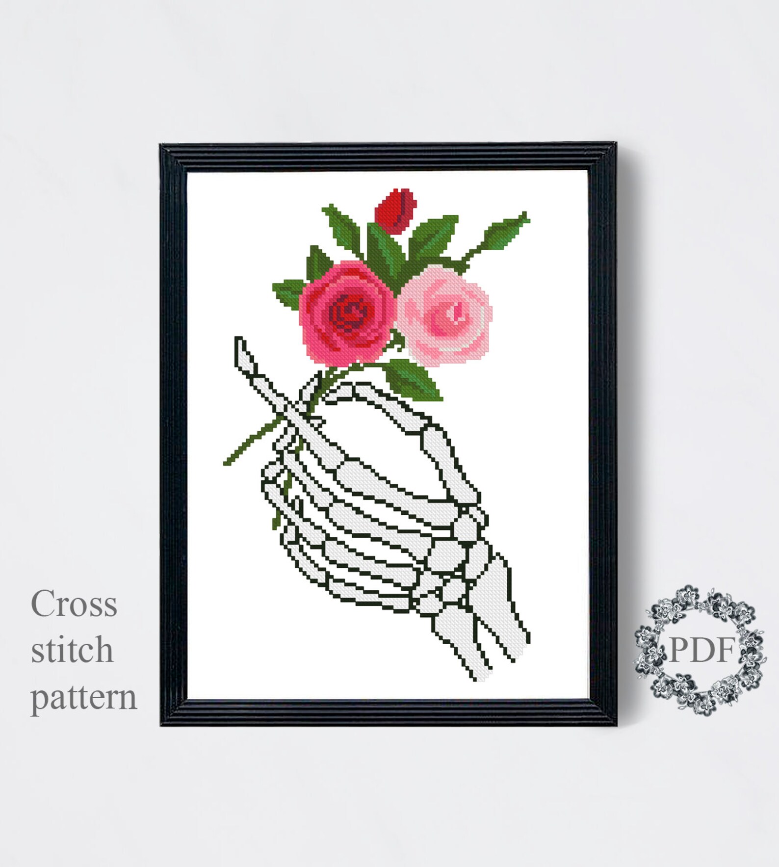 Skeleton Hand Modern Cross Stitch Pattern PDF, Anatomy Counted Cross ...