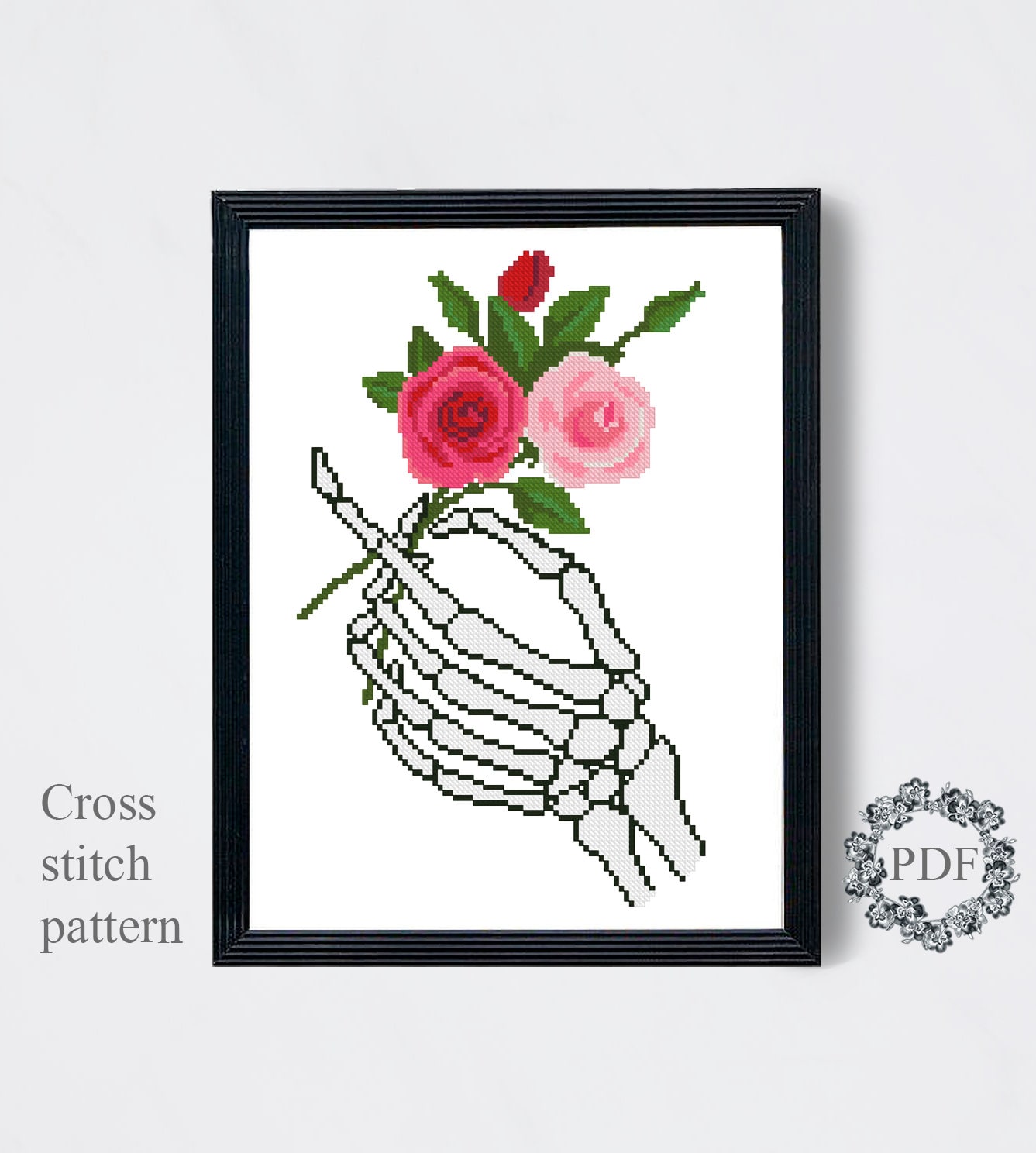 Skeleton Hand Modern Cross Stitch Pattern PDF Anatomy Counted - Etsy
