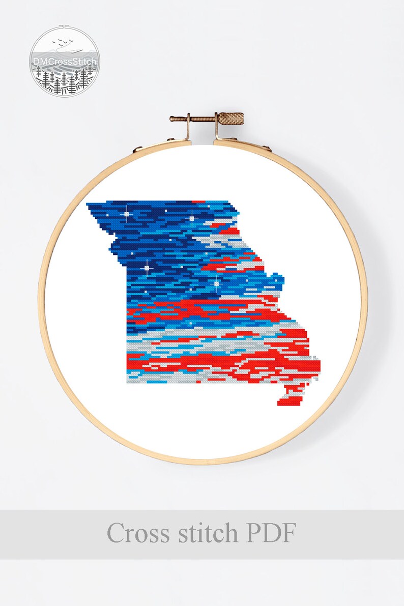Missouri State Map Modern Cross Stitch Pattern PDF, American Flag ...