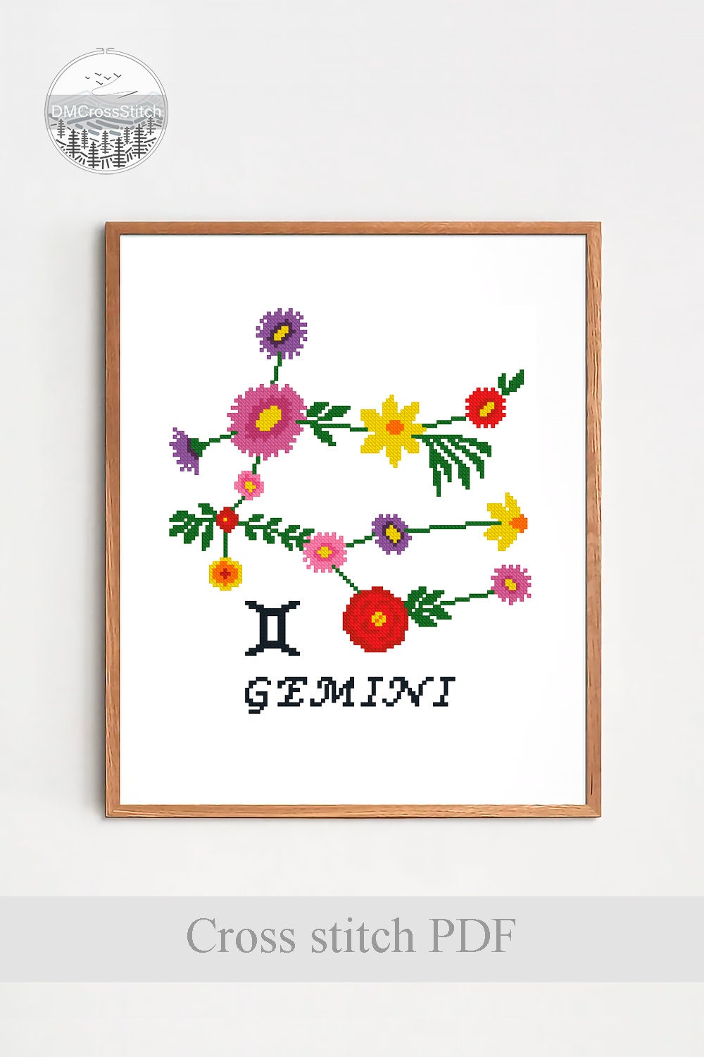 Gemini Modern Cross Stitch Pattern PDF, Zodiac Sign Counted Cross ...