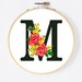 Letter M Modern Cross Stitch Pattern PDF Monogram Floral - Etsy