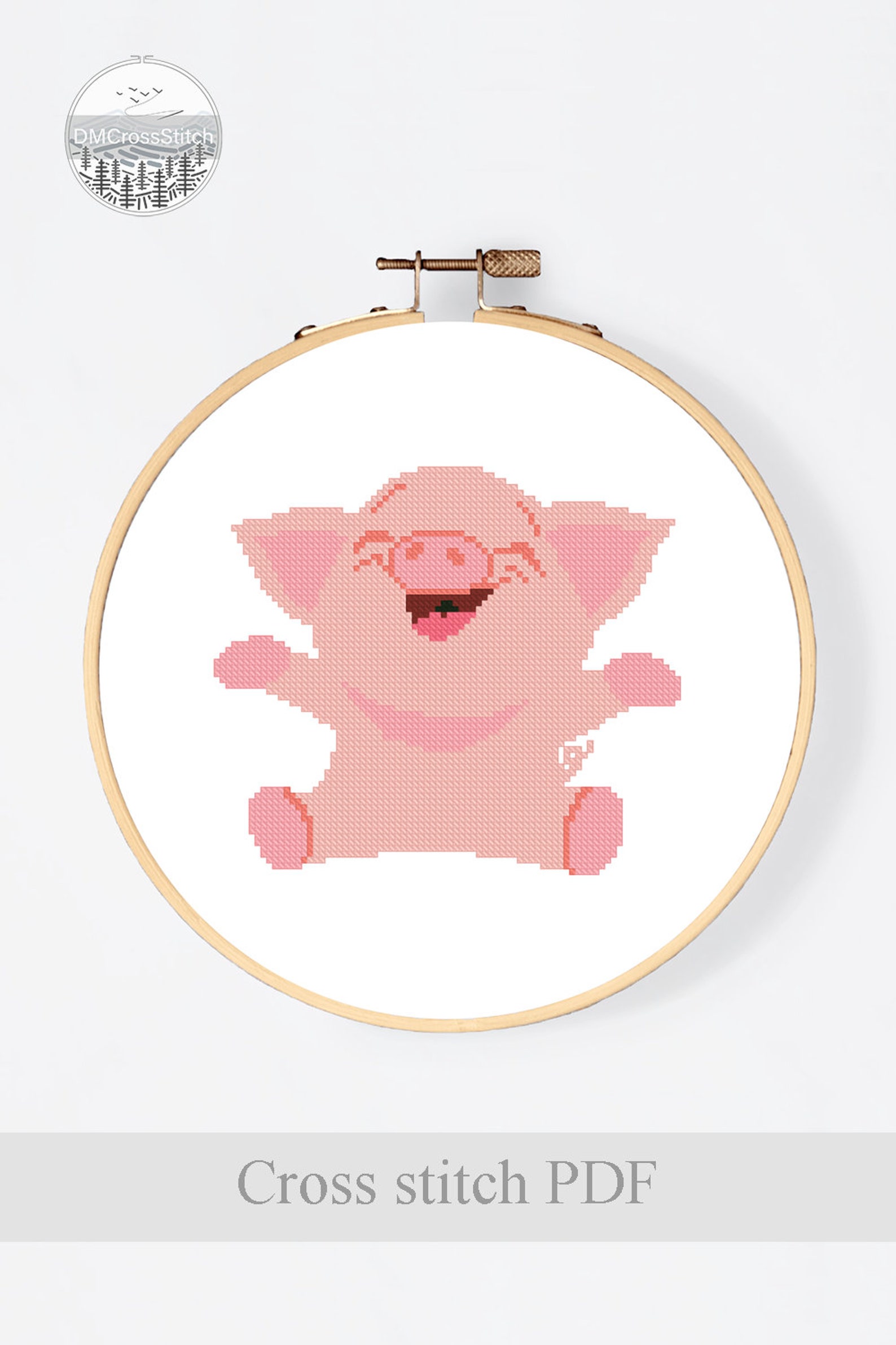 Pig Modern Cross Stitch Pattern PDF Cute Animal Counted Cross - Etsy