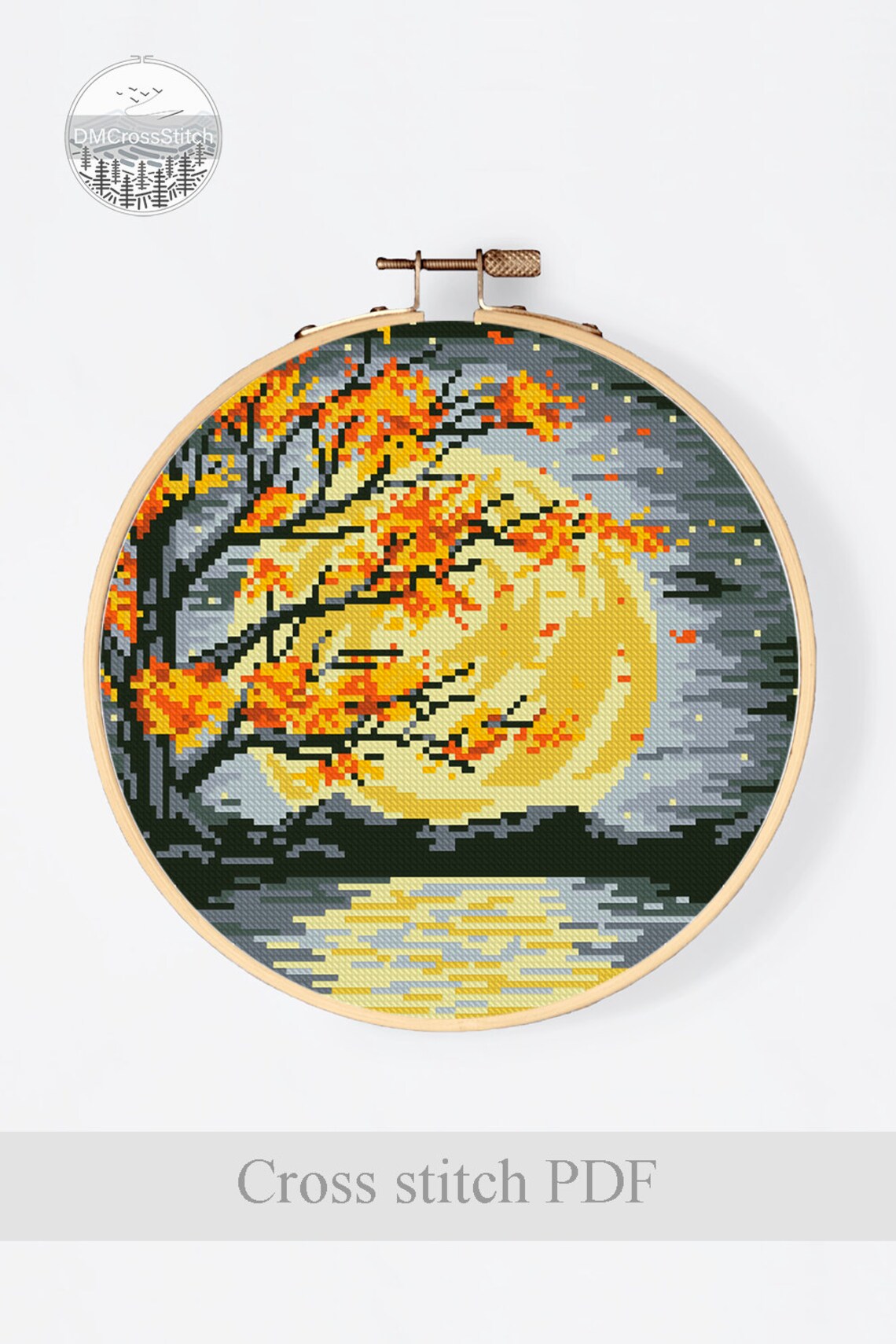 Branch Modern Cross Stitch Pattern PDF, Autumn Landscape Counted Cross ...
