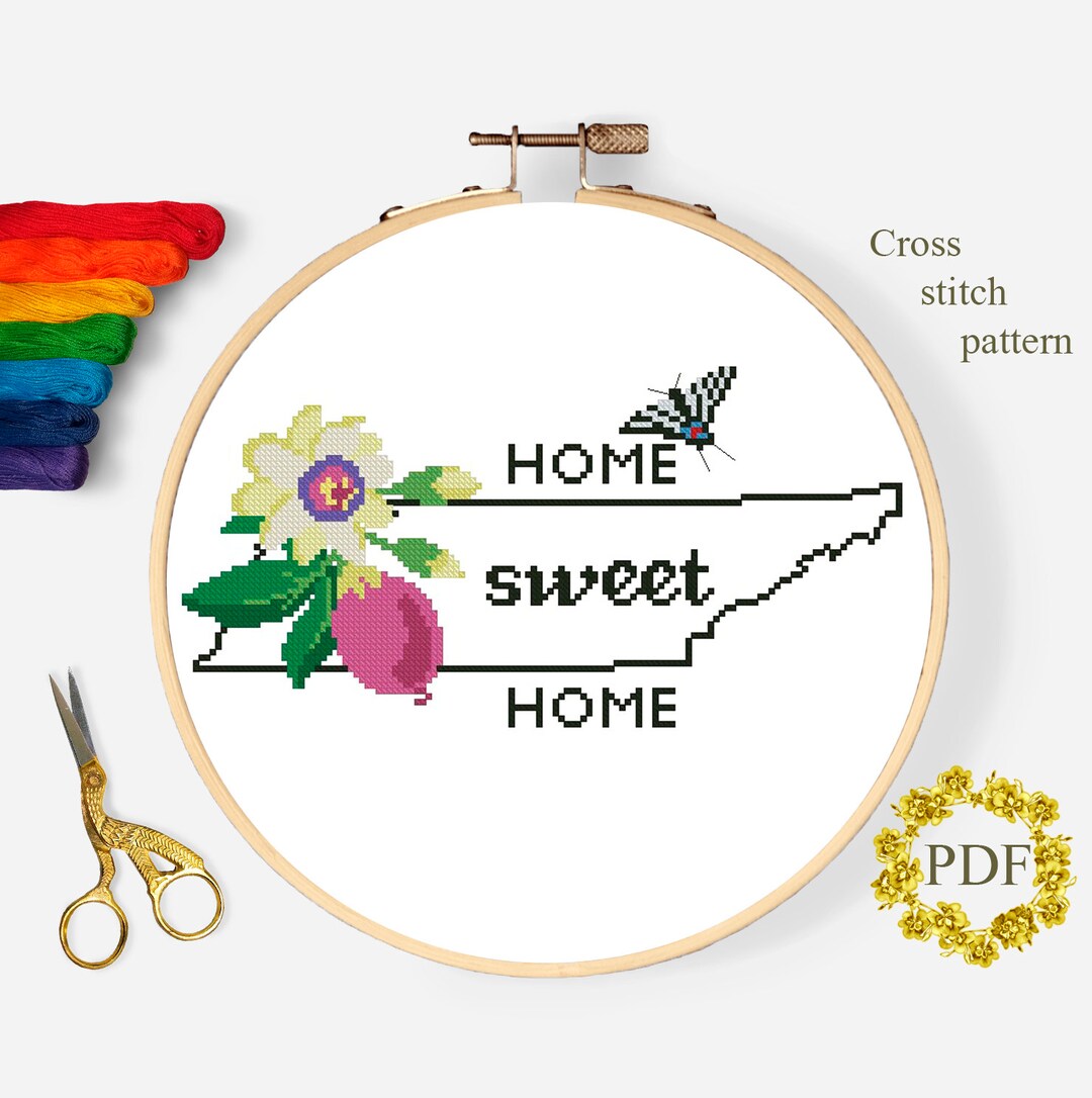Tennessee State Modern Cross Stitch Pattern PDF, USA Map Counted Cross ...