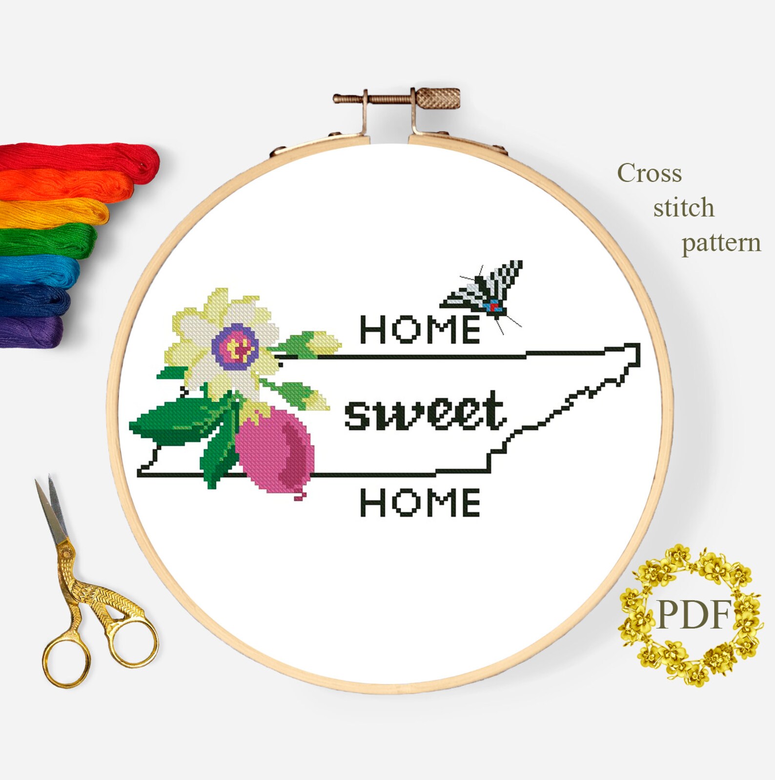 Tennessee State Modern Cross Stitch Pattern PDF, USA Map Counted Cross ...