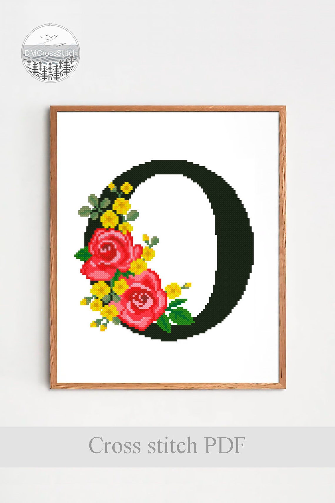 Floral Letter O Modern Cross Stitch Pattern PDF Monogram - Etsy