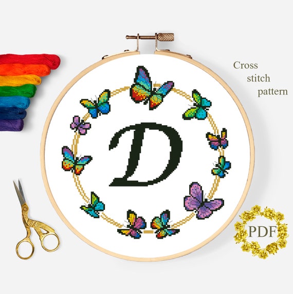 Letter D Modern Cross Stitch Pattern PDF Monogram Cross | Etsy