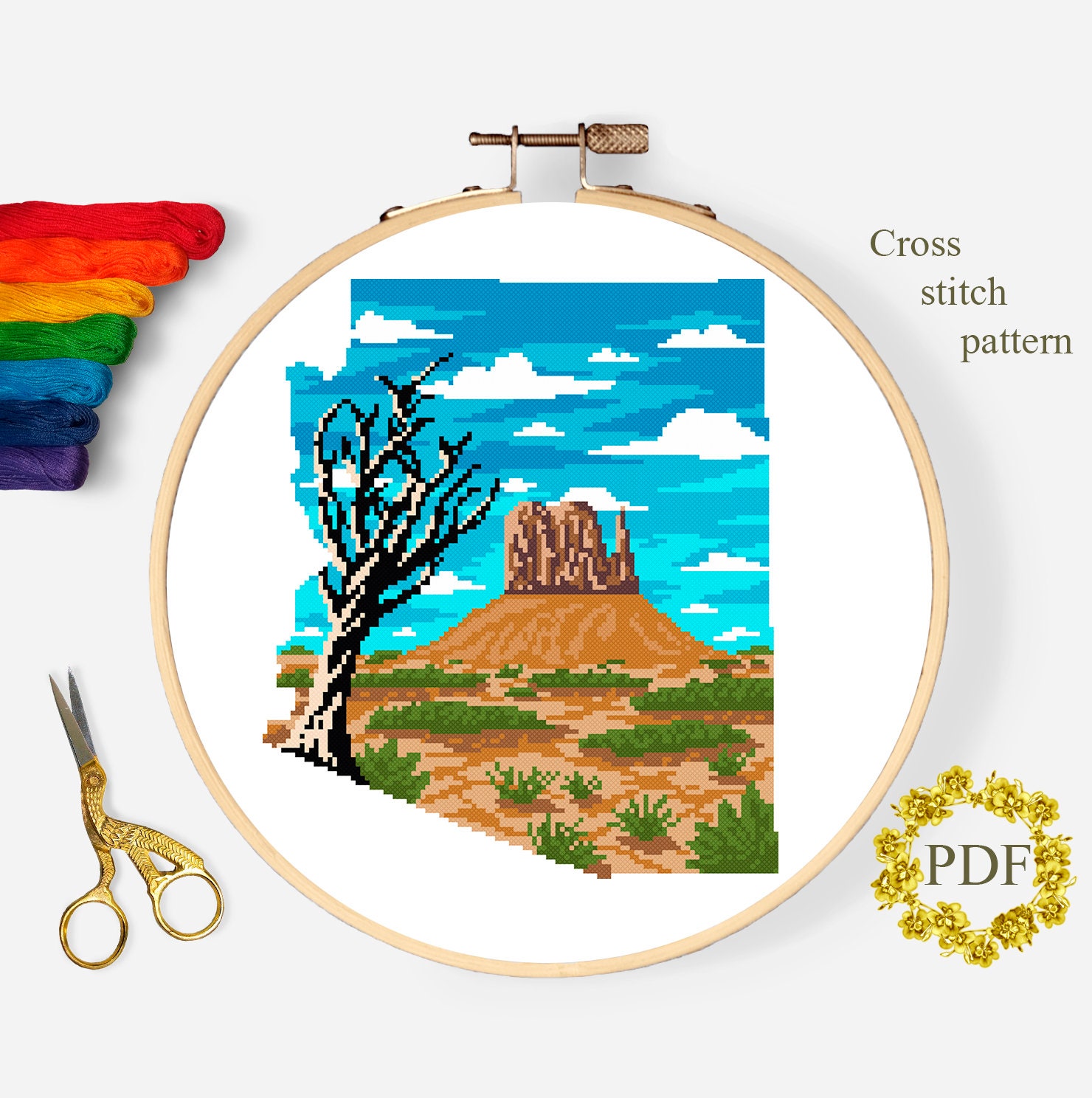 Arizona State Map Modern Cross Stitch Pattern PDF Landscape | Etsy