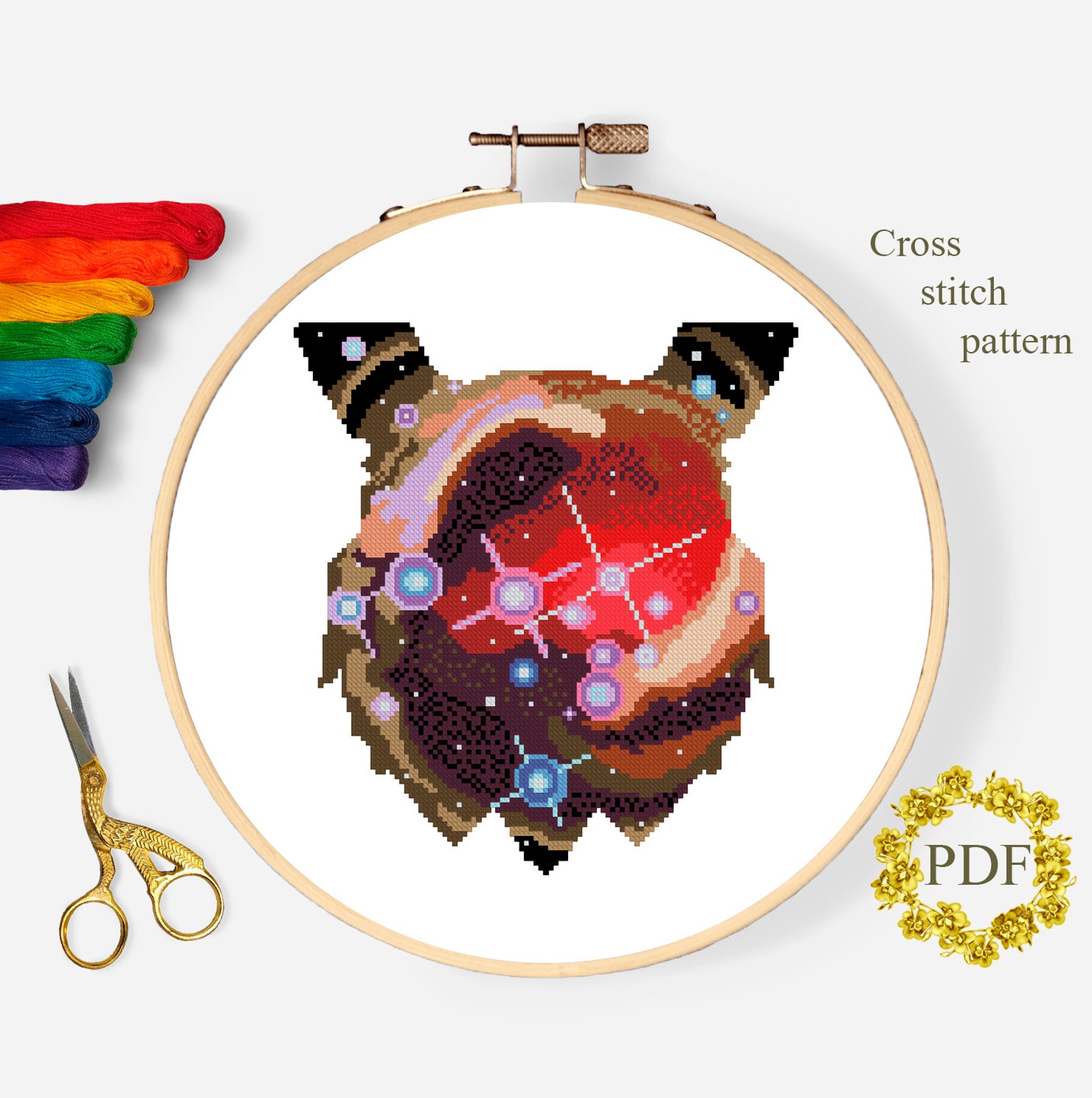 Set Galaxy Cross Stitch Pattern Modern PDF Animals Counted - Etsy