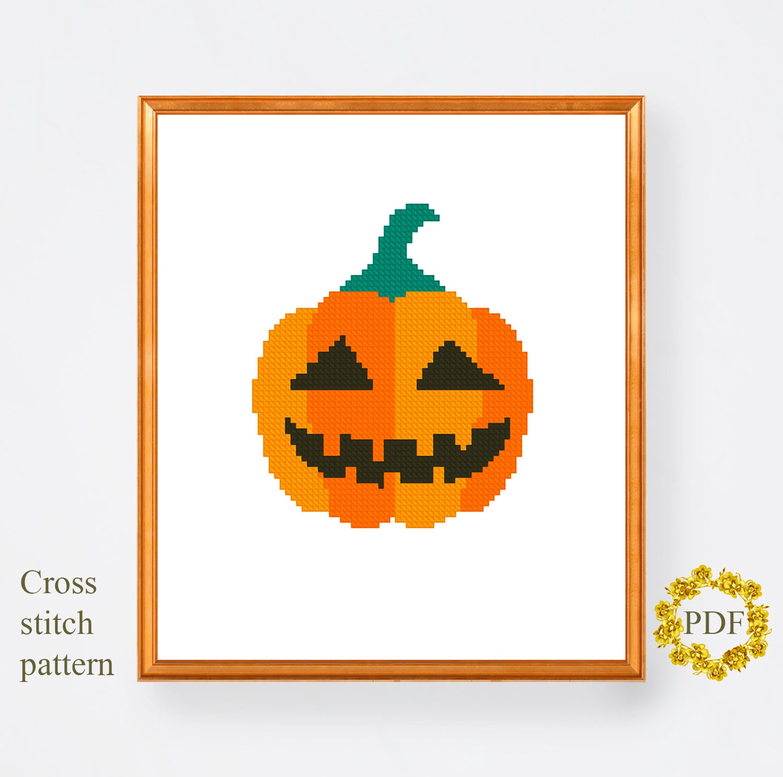 Halloween Modern Cross Stitch Pattern PDF Pumpkin Counted - Etsy