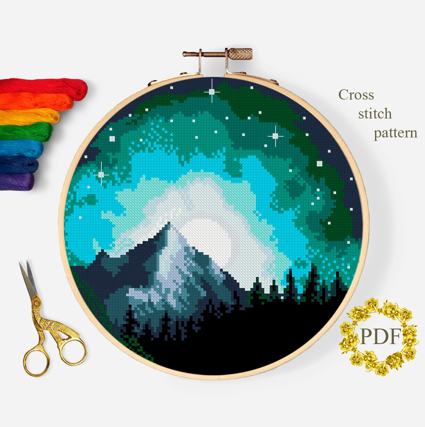 Cross Stitch Craft Supplies & Tools Moon and starry night cross stitch ...