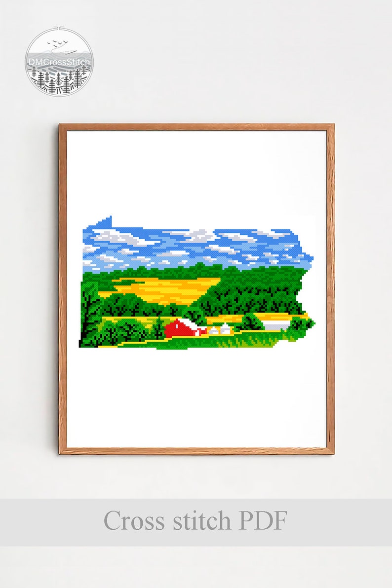 Pennsylvania State Modern Cross Stitch Pattern PDF Landscape - Etsy