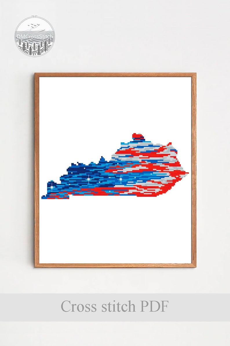 Kentucky State Map Modern Cross Stitch Pattern PDF American - Etsy