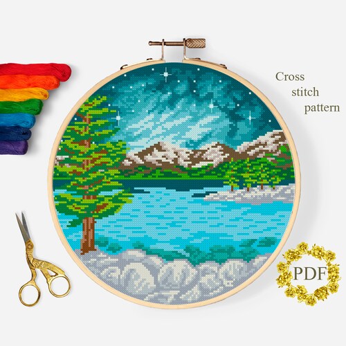 Alaska State Modern Cross Stitch Pattern PDF Landscape USA - Etsy