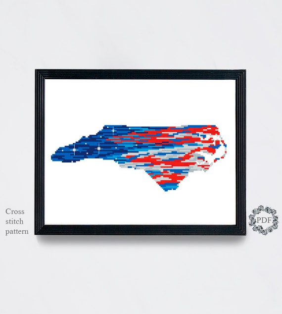 North Carolina State Map Modern Cross Stitch Pattern PDF - Etsy