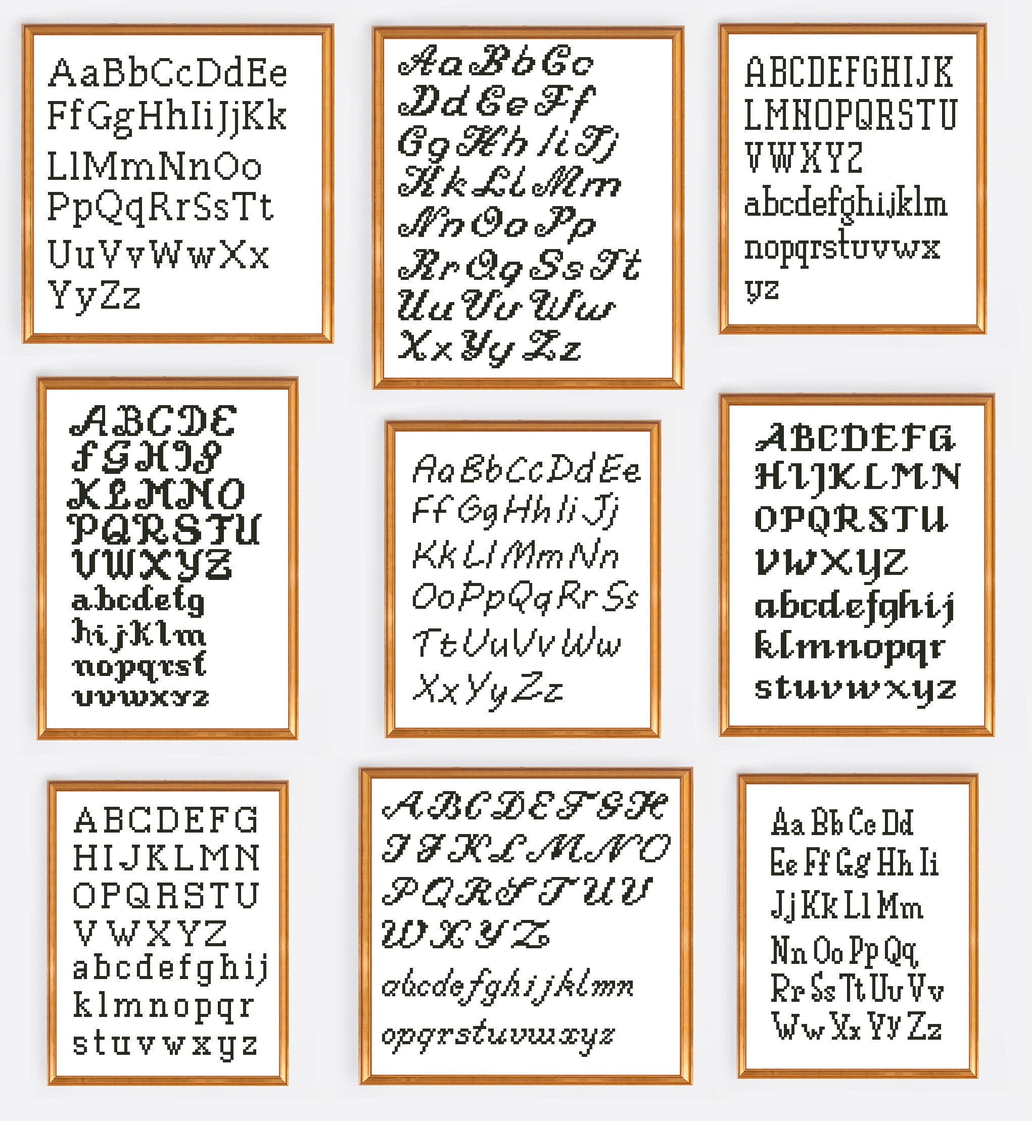 Set of 29 Small Cross Stitch Fonts Patterns Tiny Alphabets - Etsy