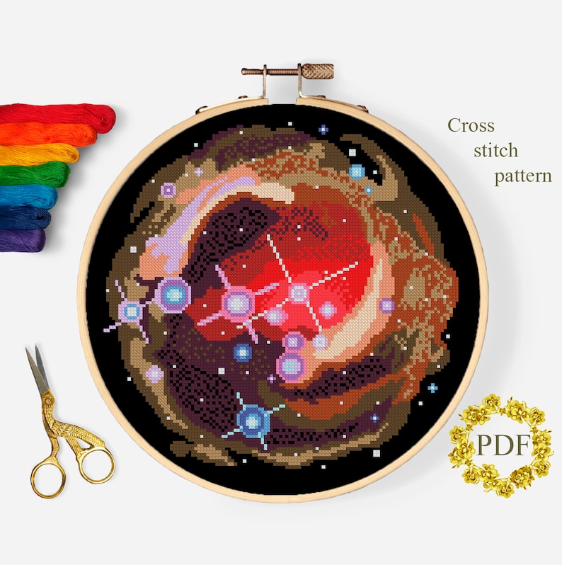 Galaxy Modern Cross Stitch Pattern PDF Space Counted Cross - Etsy