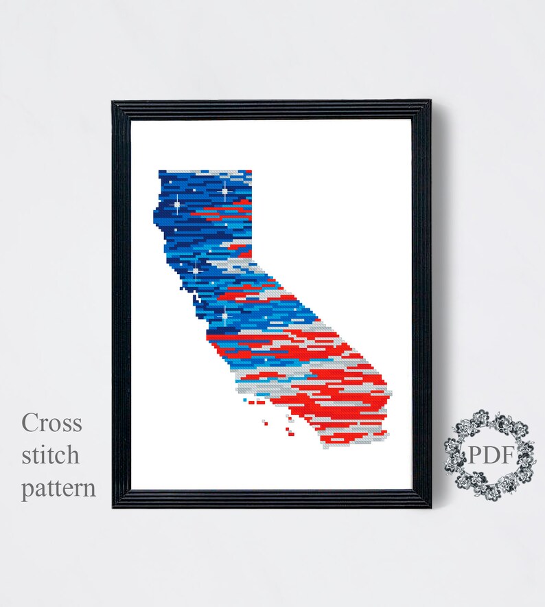 California State Map Modern Cross Stitch Pattern PDF Flag - Etsy