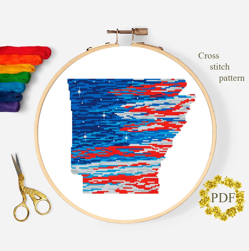 Arkansas State Map Modern Cross Stitch Pattern PDF Flag - Etsy