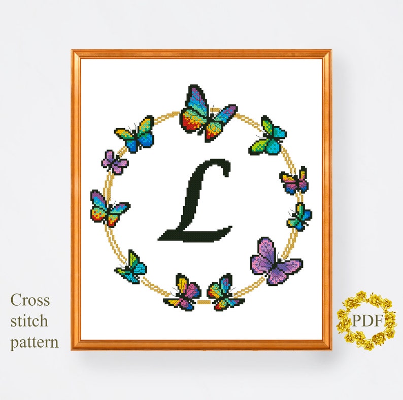 Letter L Modern Cross Stitch Pattern PDF Monogram Baby - Etsy
