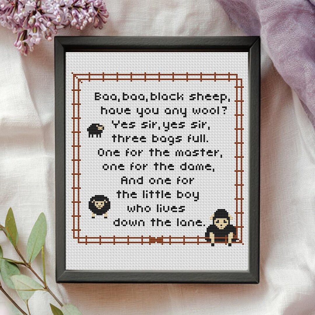 Nursery Rhyme Cross Stitch Pattern PDF Baa, Baa, Black Sheep Chart ...