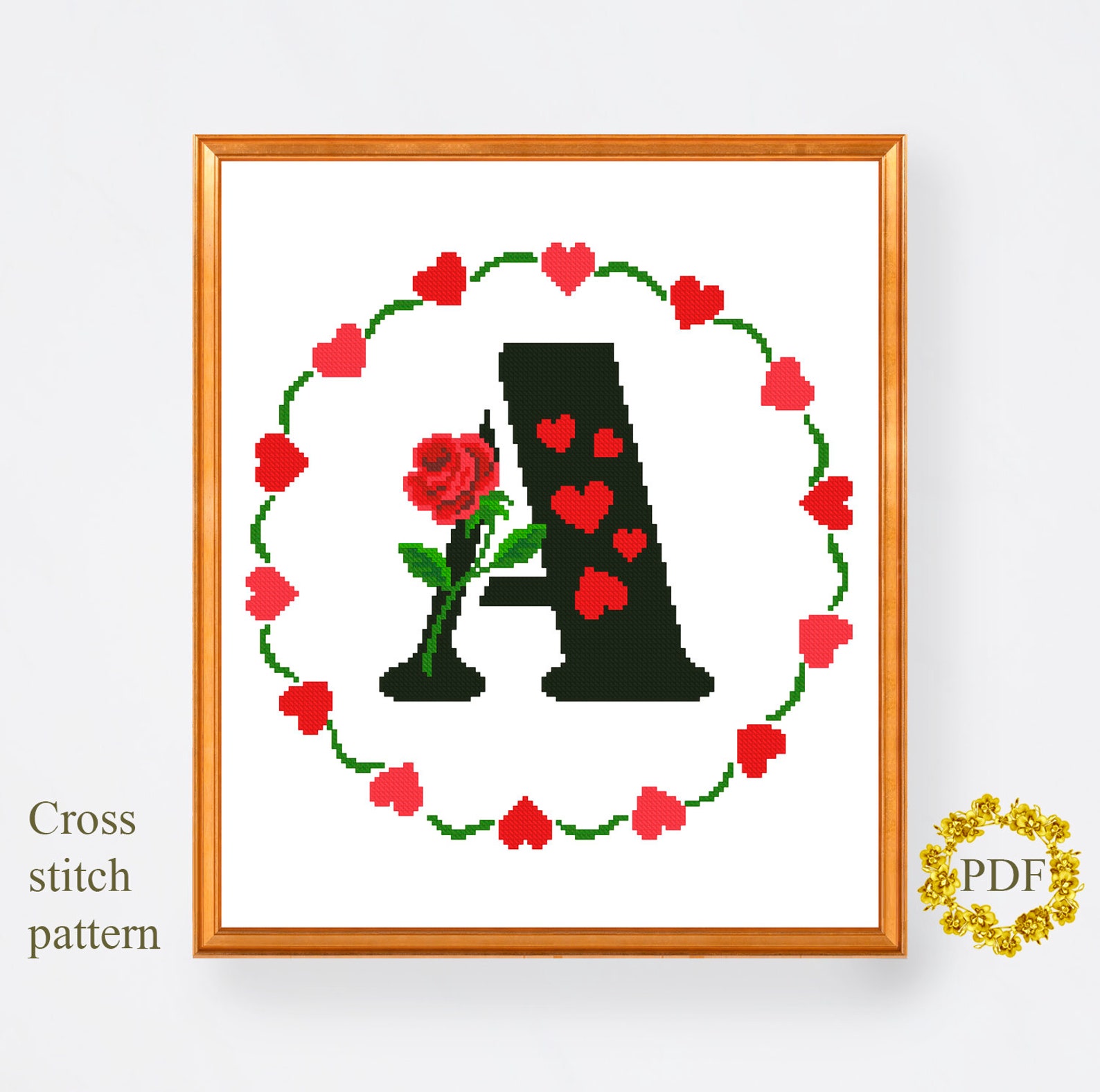 Letter A Modern Cross Stitch Pattern PDF Monogram Floral - Etsy