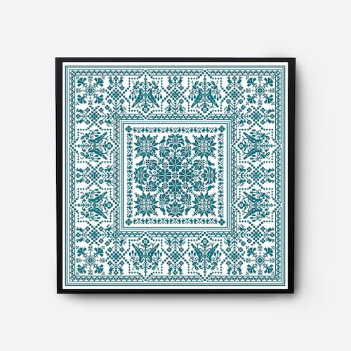 Monochromatic Sampler Cross Stitch Pattern PDF Floral Folk - Etsy