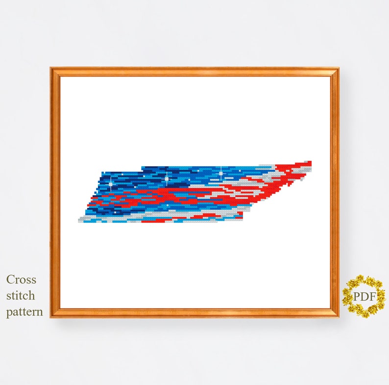Tennessee State Modern Cross Stitch Pattern PDF, USA Map Counted Cross ...