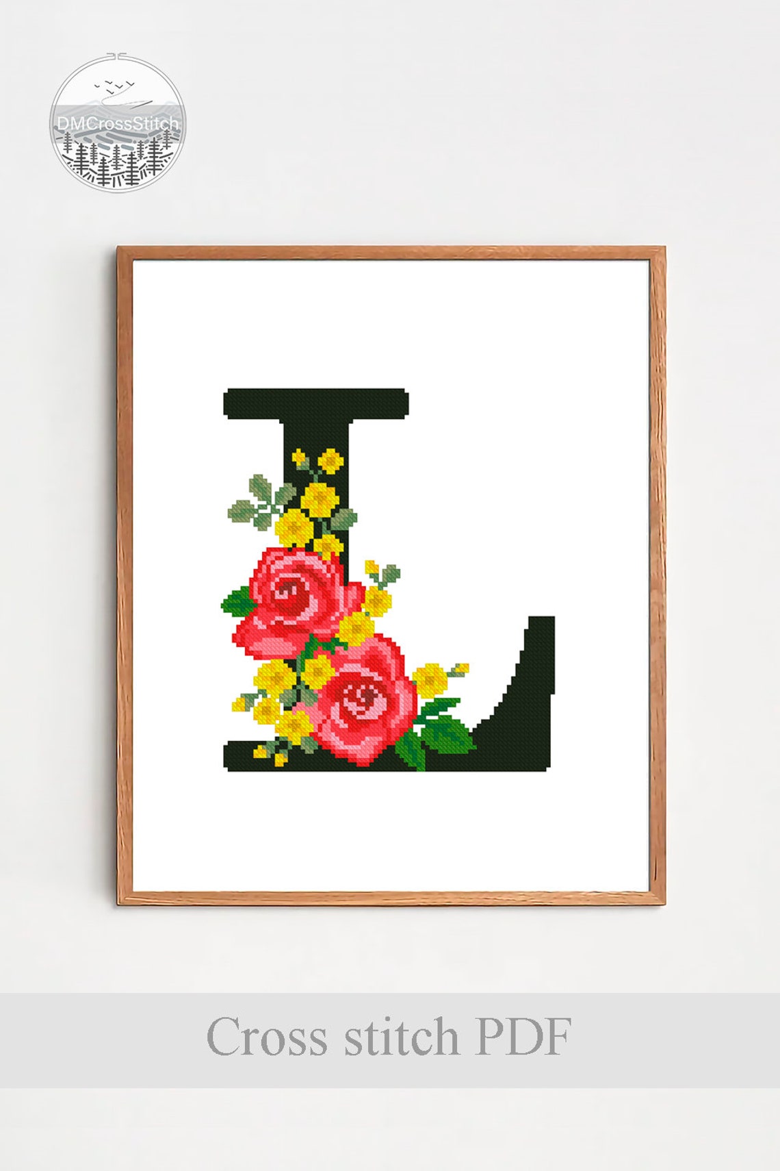 Letter L Modern Cross Stitch Pattern PDF Monogram Floral - Etsy