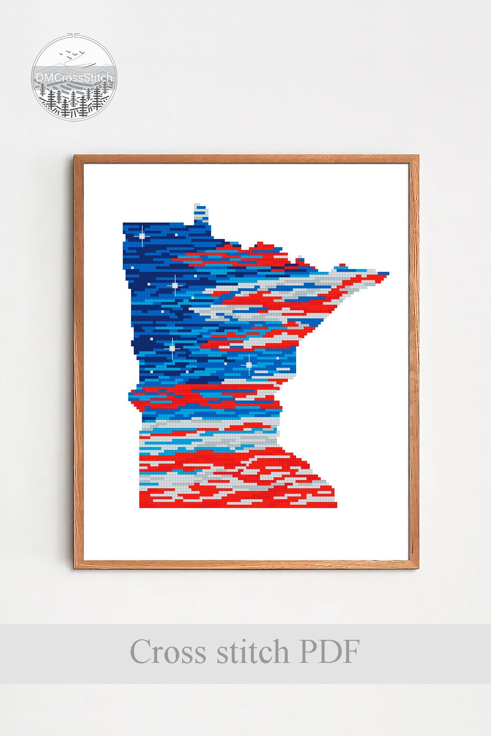 Minnesota State Modern Cross Stitch Pattern PDF American Flag | Etsy