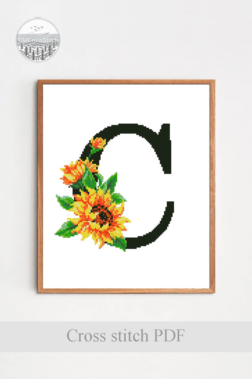 Letter C Modern Cross Stitch Pattern PDF Monogram Floral - Etsy