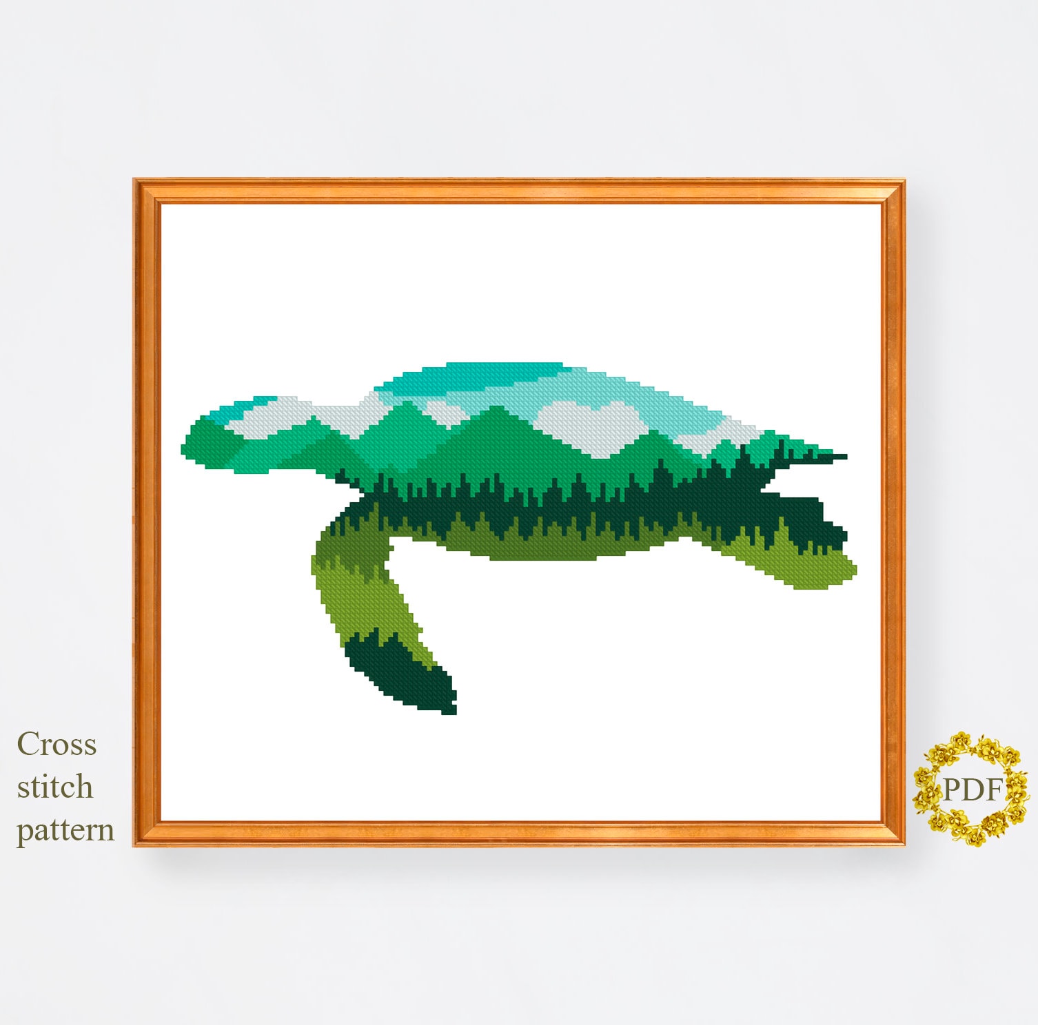 Turtle Modern Cross Stitch Pattern PDF Silhouette Animal | Etsy