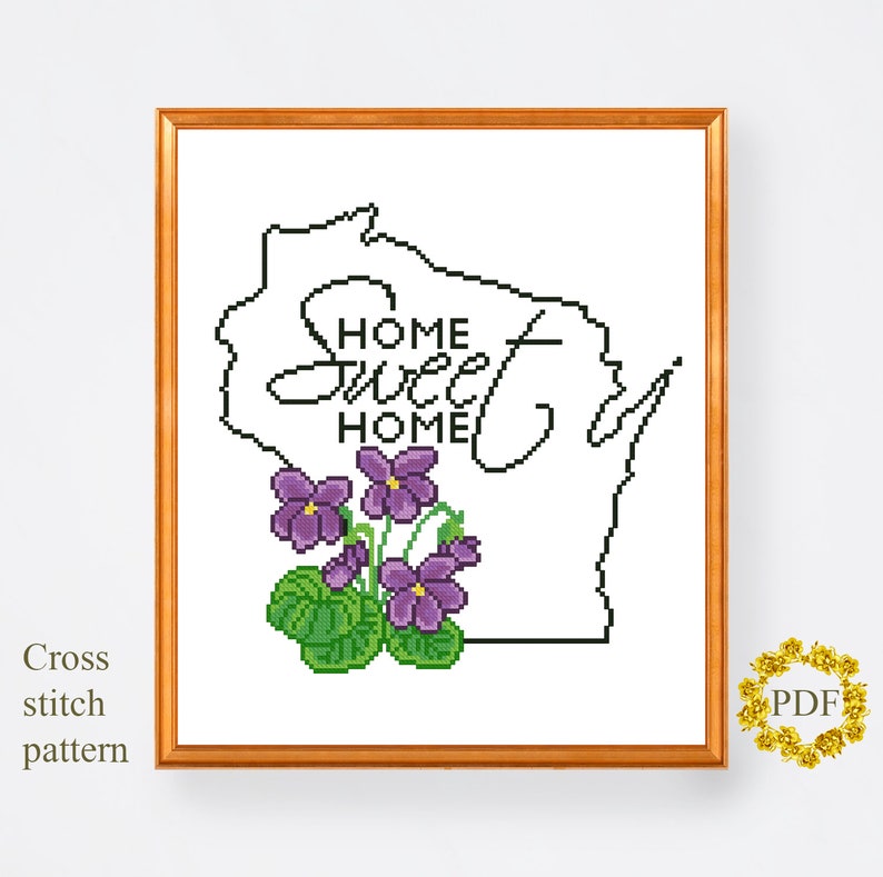 Wisconsin State Flower Modern Cross Stitch Pattern PDF USA - Etsy