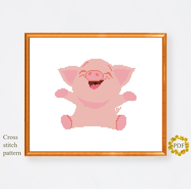 Pig Modern Cross Stitch Pattern PDF Cute Animal Counted Cross - Etsy