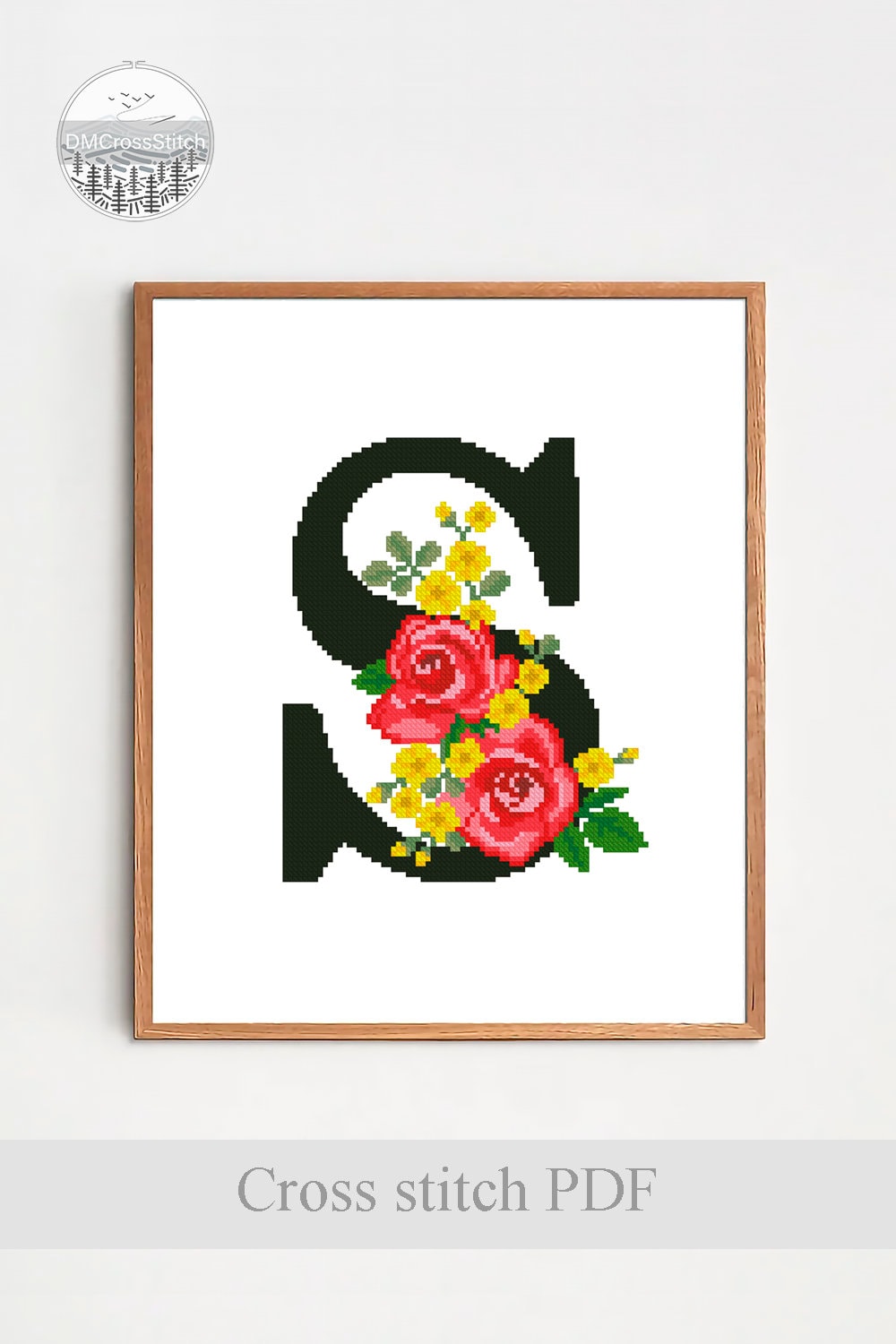 Letter S Modern Cross Stitch Pattern PDF Monogram Floral | Etsy